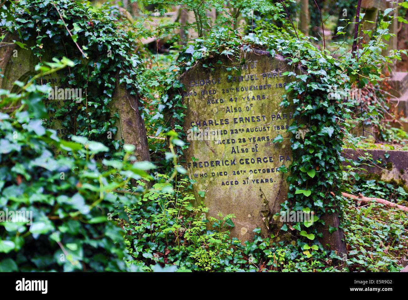 Graves in the Graveyard of Highgate Cemetery, London, England Stock ...