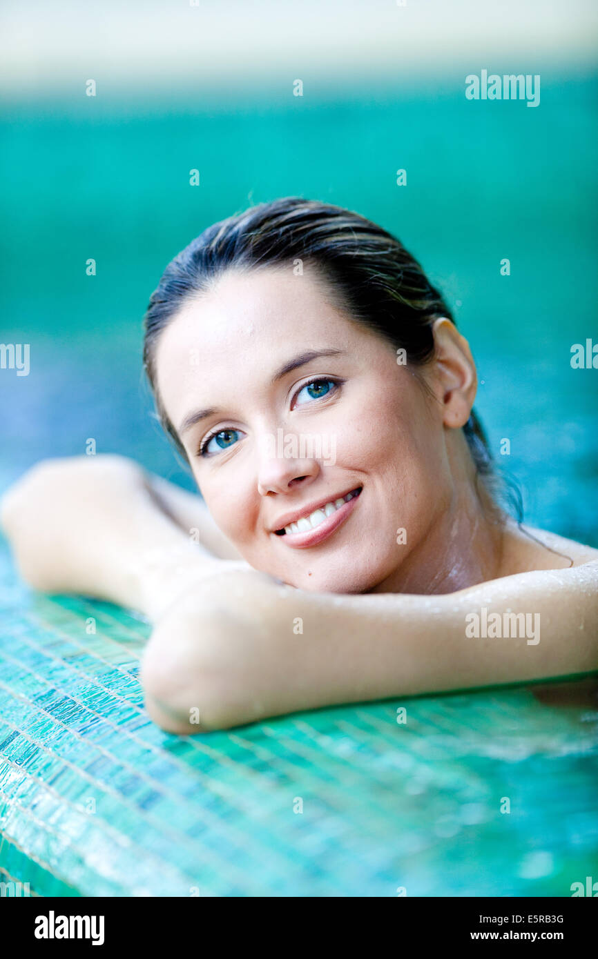 Woman in swimming pool Stock Photo - Alamy