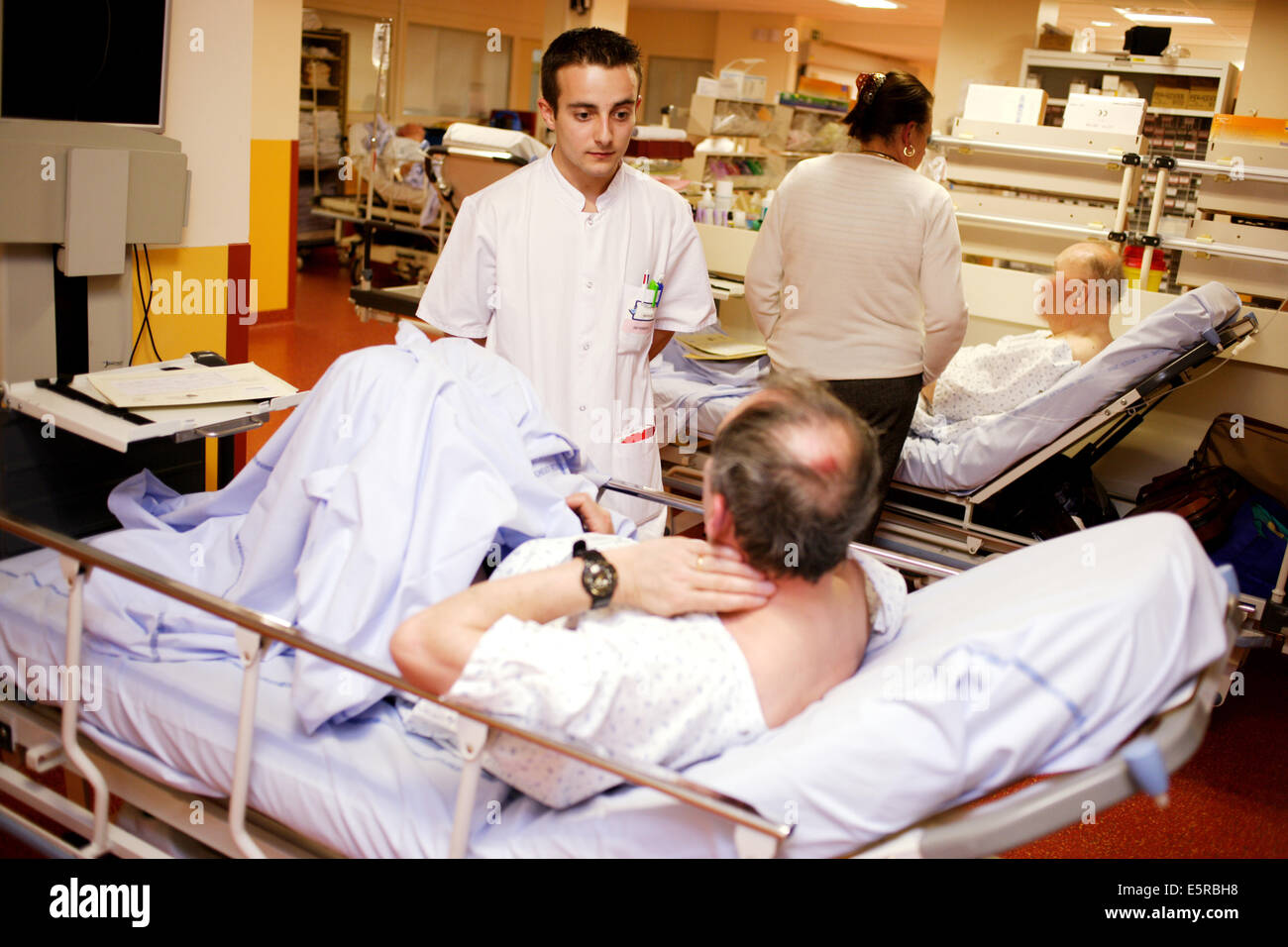Nurse attending to a patient, Emergency department, Limoges hospital ...