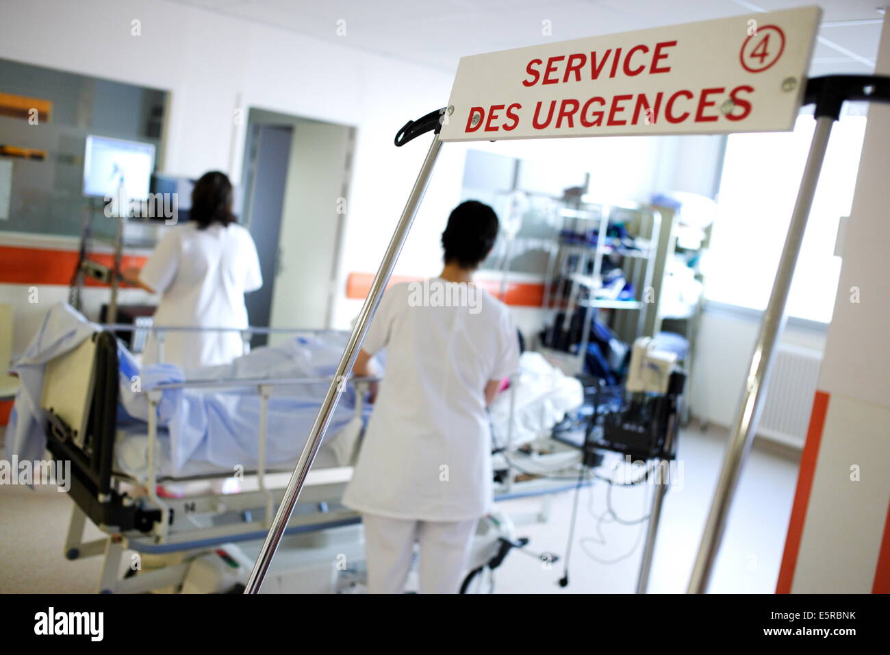 Nurse attending to patient, Emergency department, Limoges hospital ...