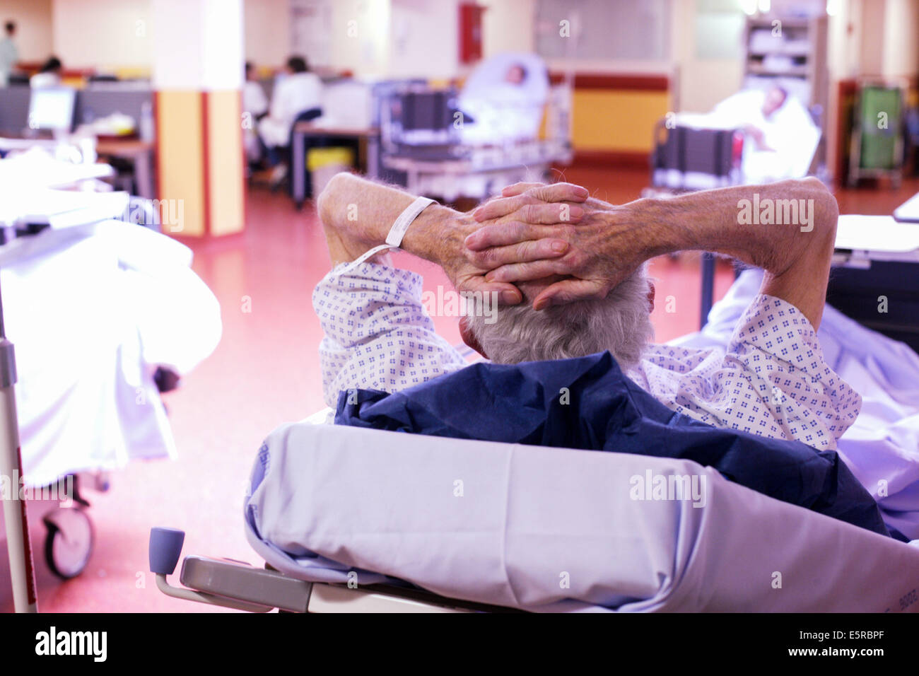 Elderly patient in emergency department, Limoges hospital, France Stock ...
