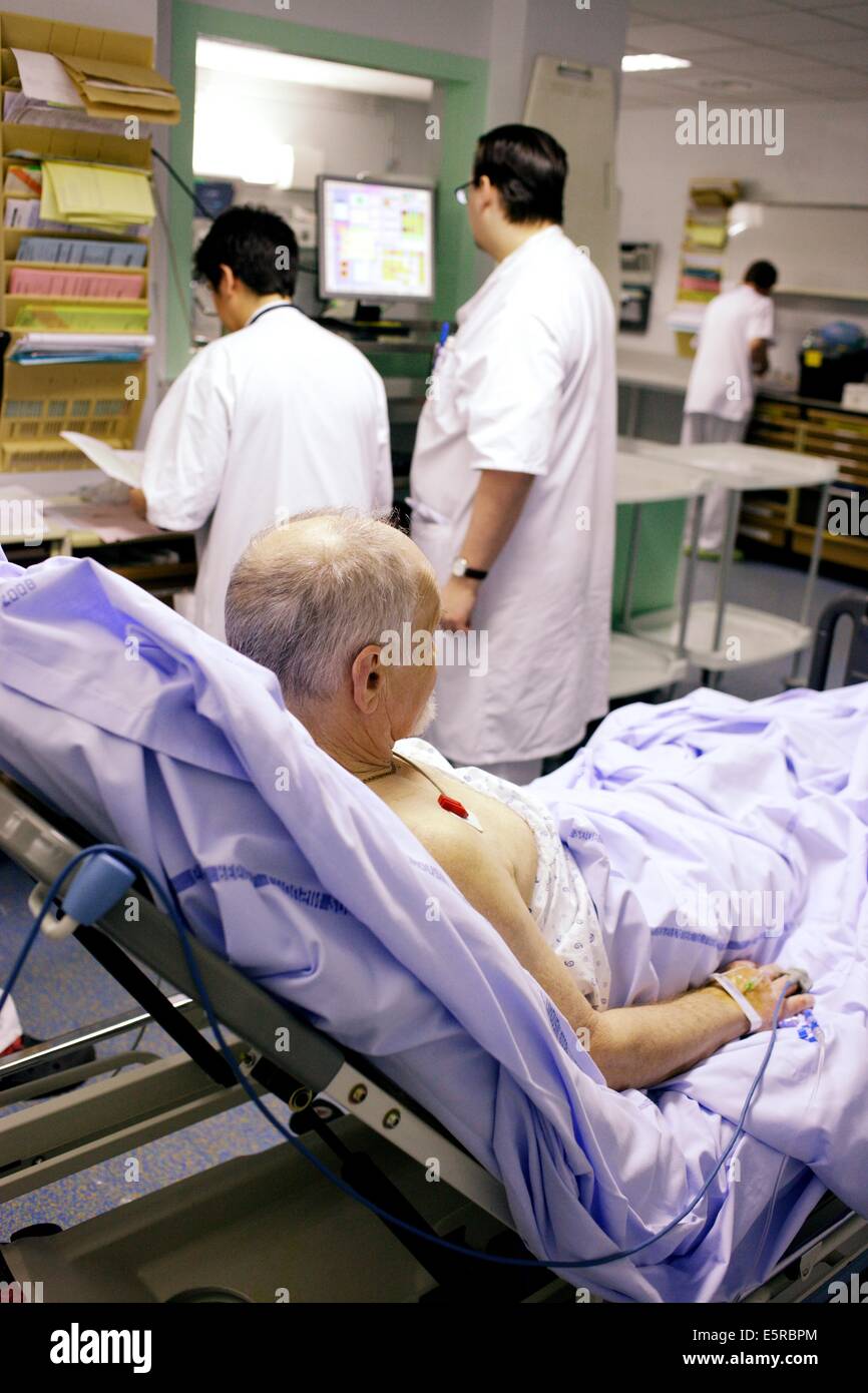 Patient who had a heart attack, Emergency department, Limoges hospital ...