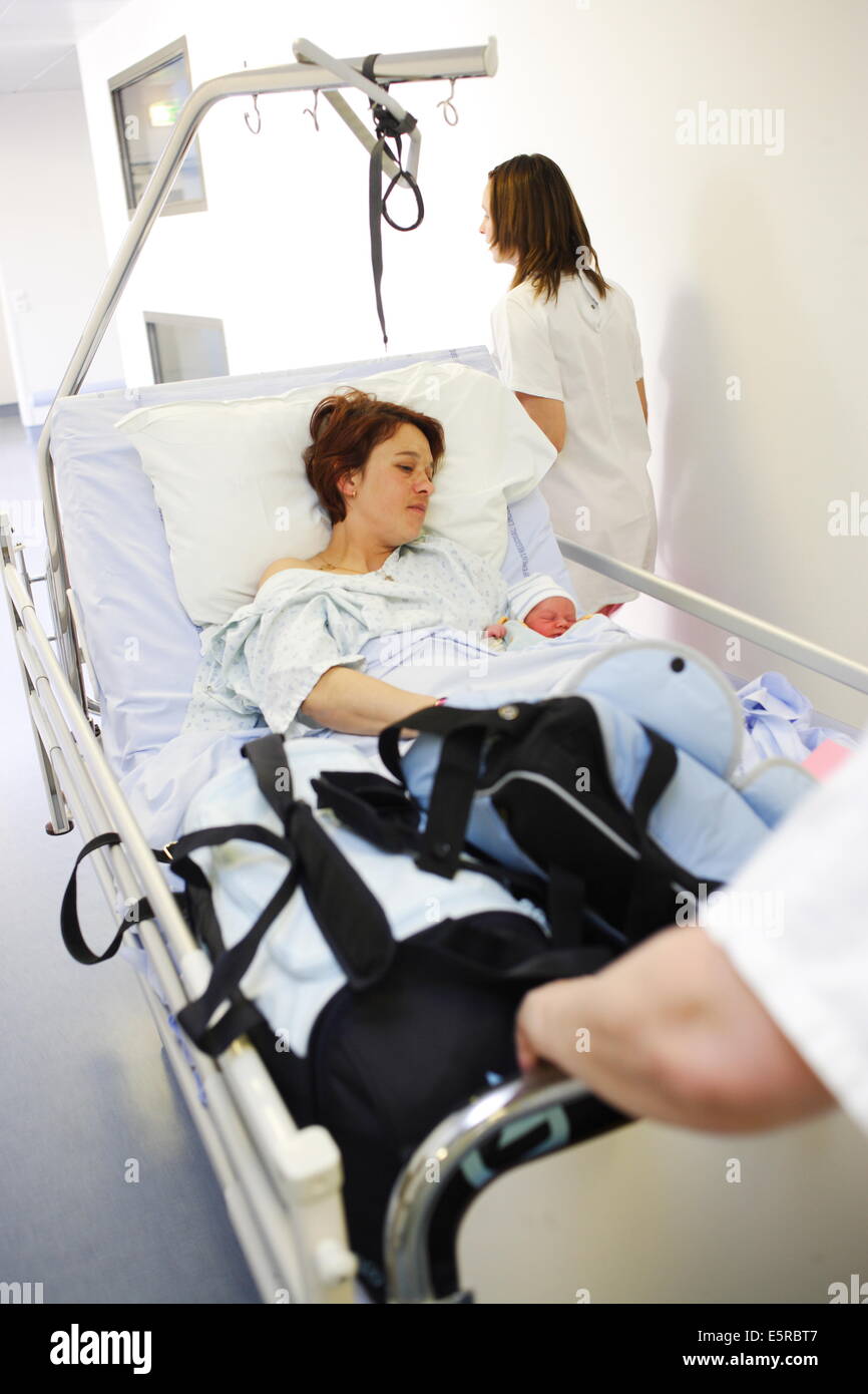 Mother with her newborn baby after delivery, Obstetrics and gynaecology ...