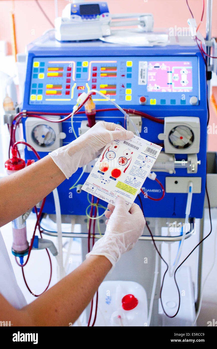 Patient hemodialysis, transfusion for anemia. Here, the card used for ...