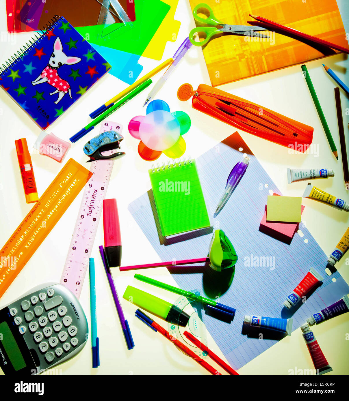School stationery supplies Stock Photo - Alamy