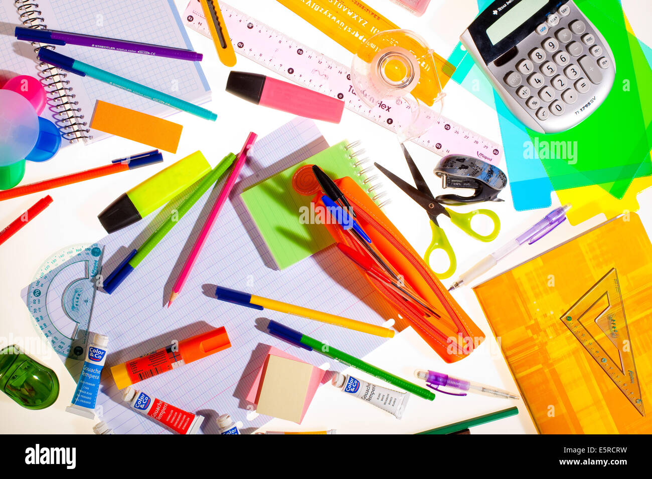 School stationery supplies Stock Photo - Alamy