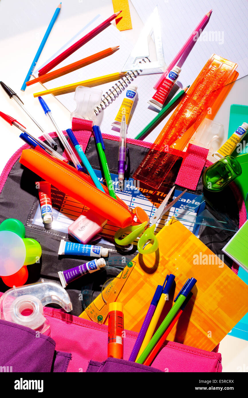 School stationery supplies Stock Photo - Alamy