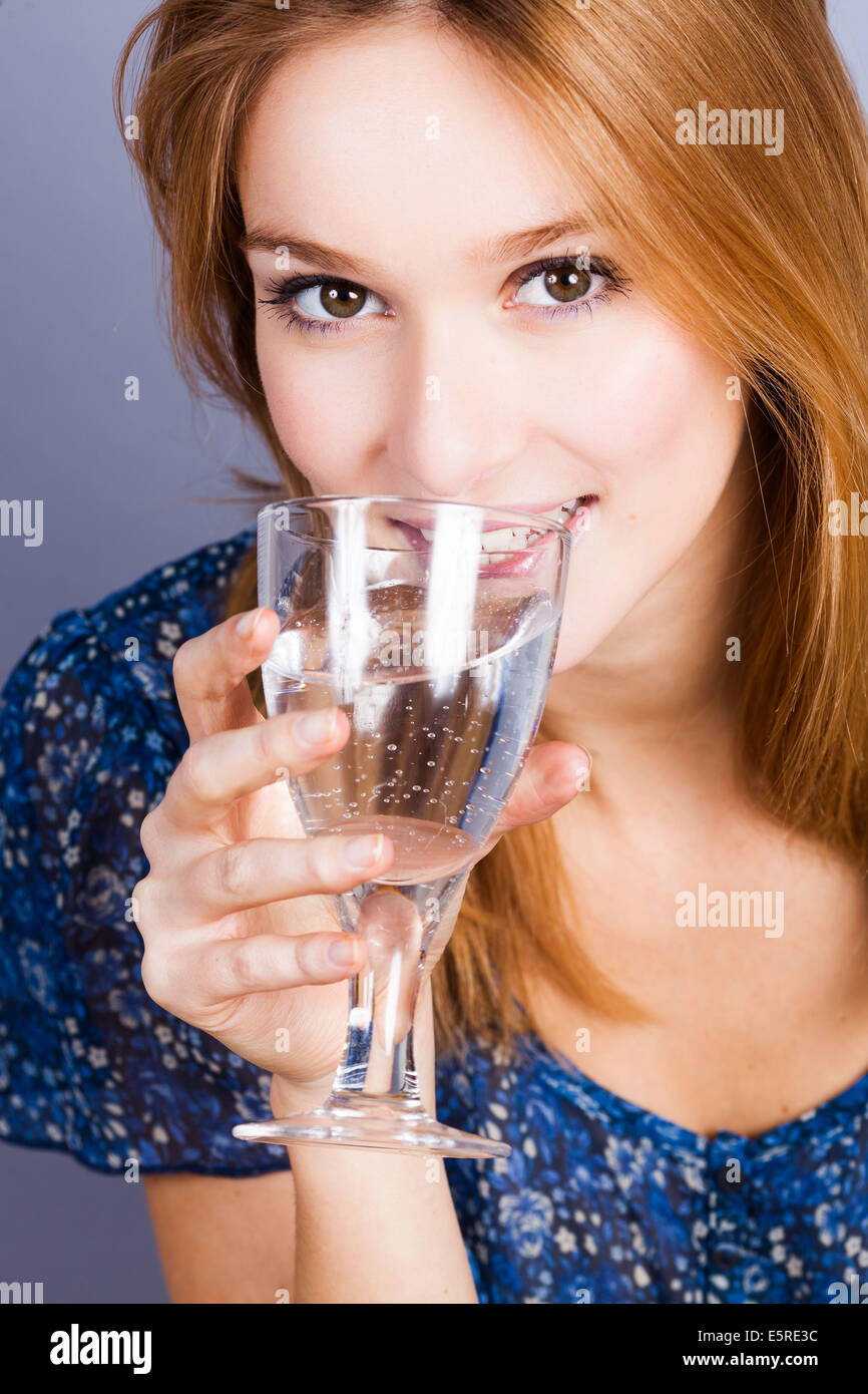 Woman drinking fizzy water hi-res stock photography and images - Alamy