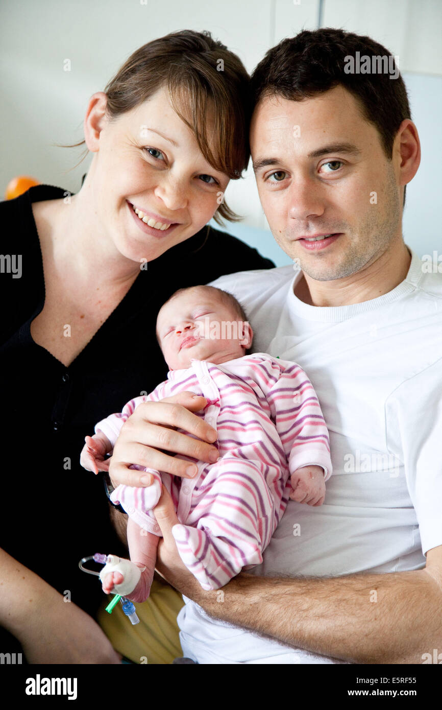 Parents and their newborn baby, Maternity department, Cochin hospital ...