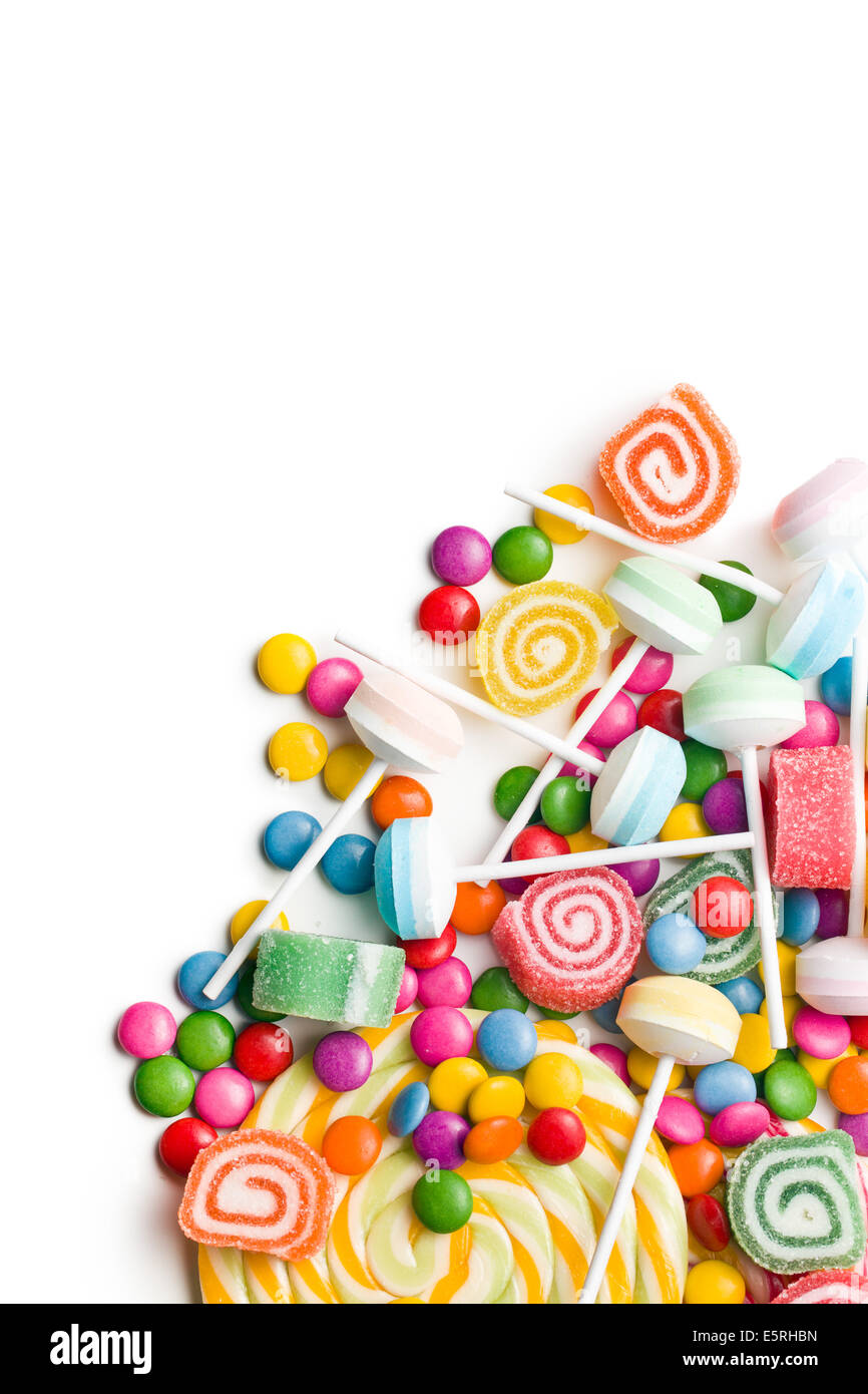 colorful candy on white background Stock Photo - Alamy