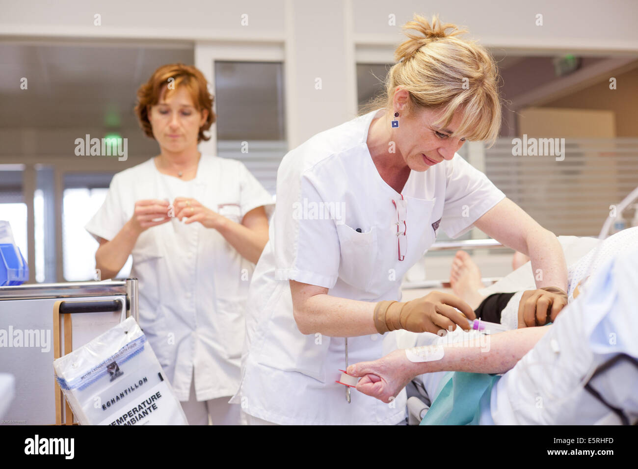 Blood sampling, Emergency department of Bordeaux hospital, France Stock ...