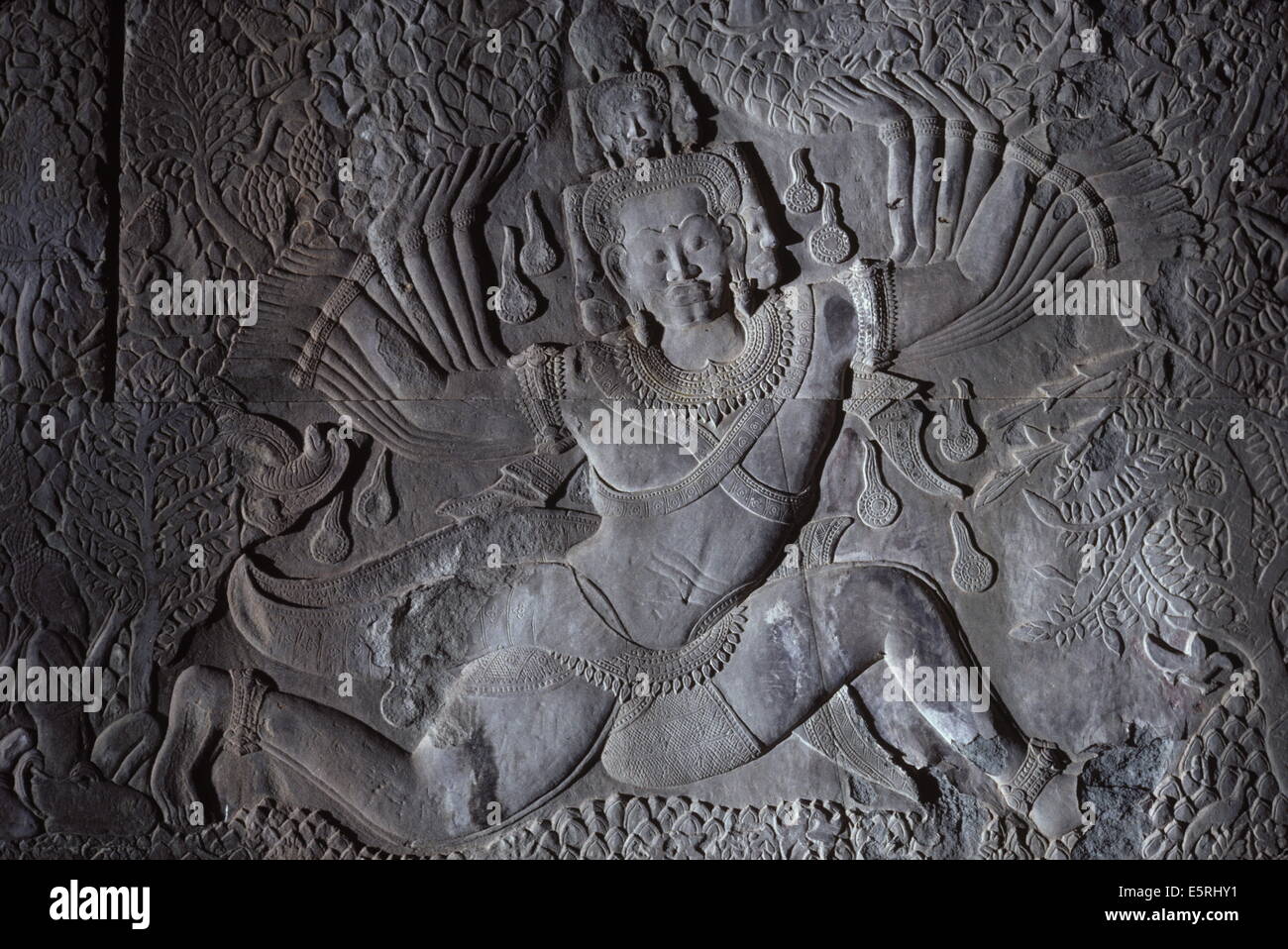 Bas-relief in the SW Corner pavilion of Angkor Wat, showing the demon ...
