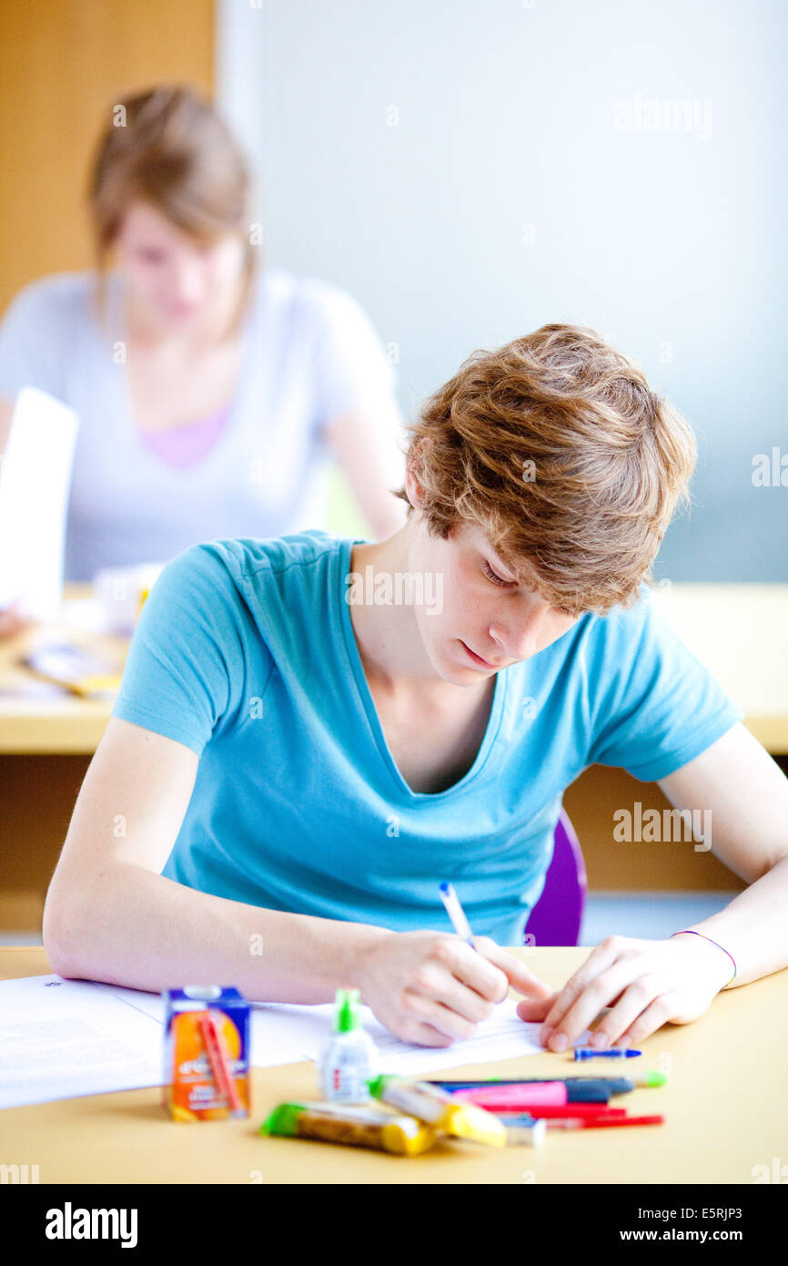 Teenagers in a classroom Stock Photo - Alamy