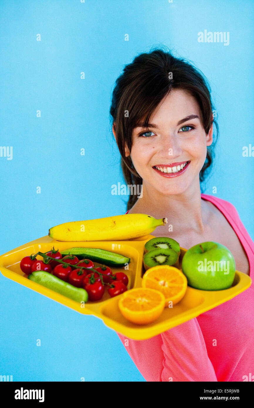 Illustration of eating five fruits and vegetables per day as ...