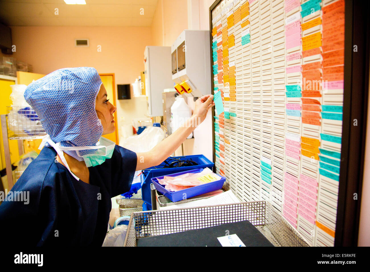 Nurse in an operating theatre, Management of surgical equipment ...