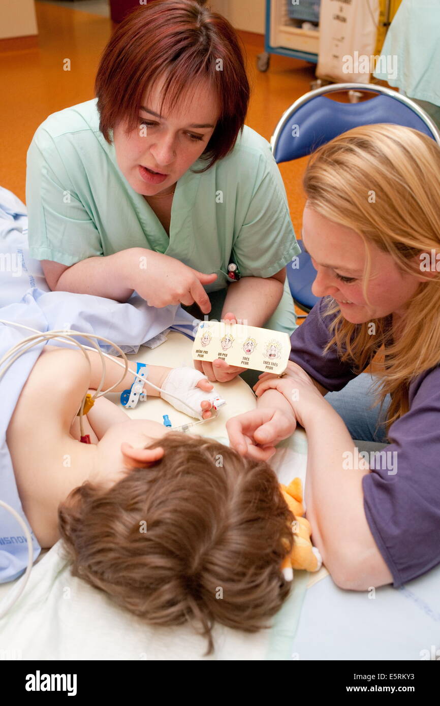 Mother accompany her child to the operating theatre, and is present in ...