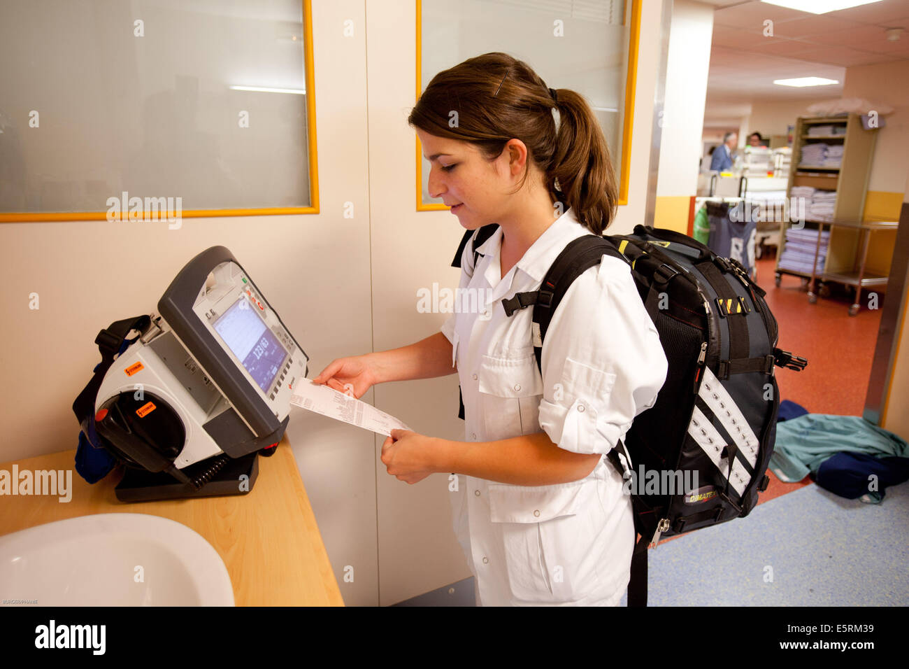 Cardiac monitoring. Emergency Medical Services, Limoges hospital ...