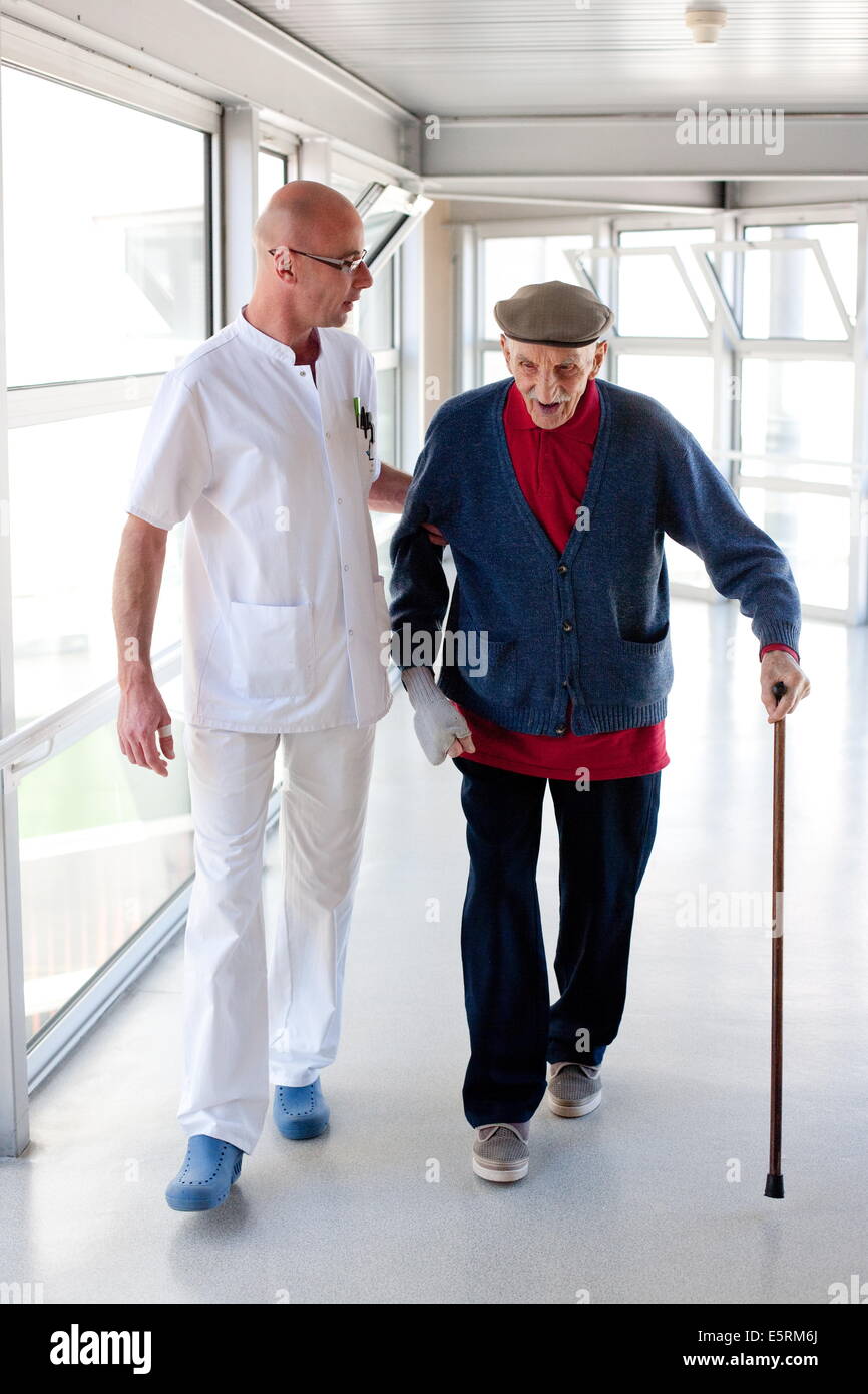 Centenarian man. Residential home for dependent elderly person, Limoges ...