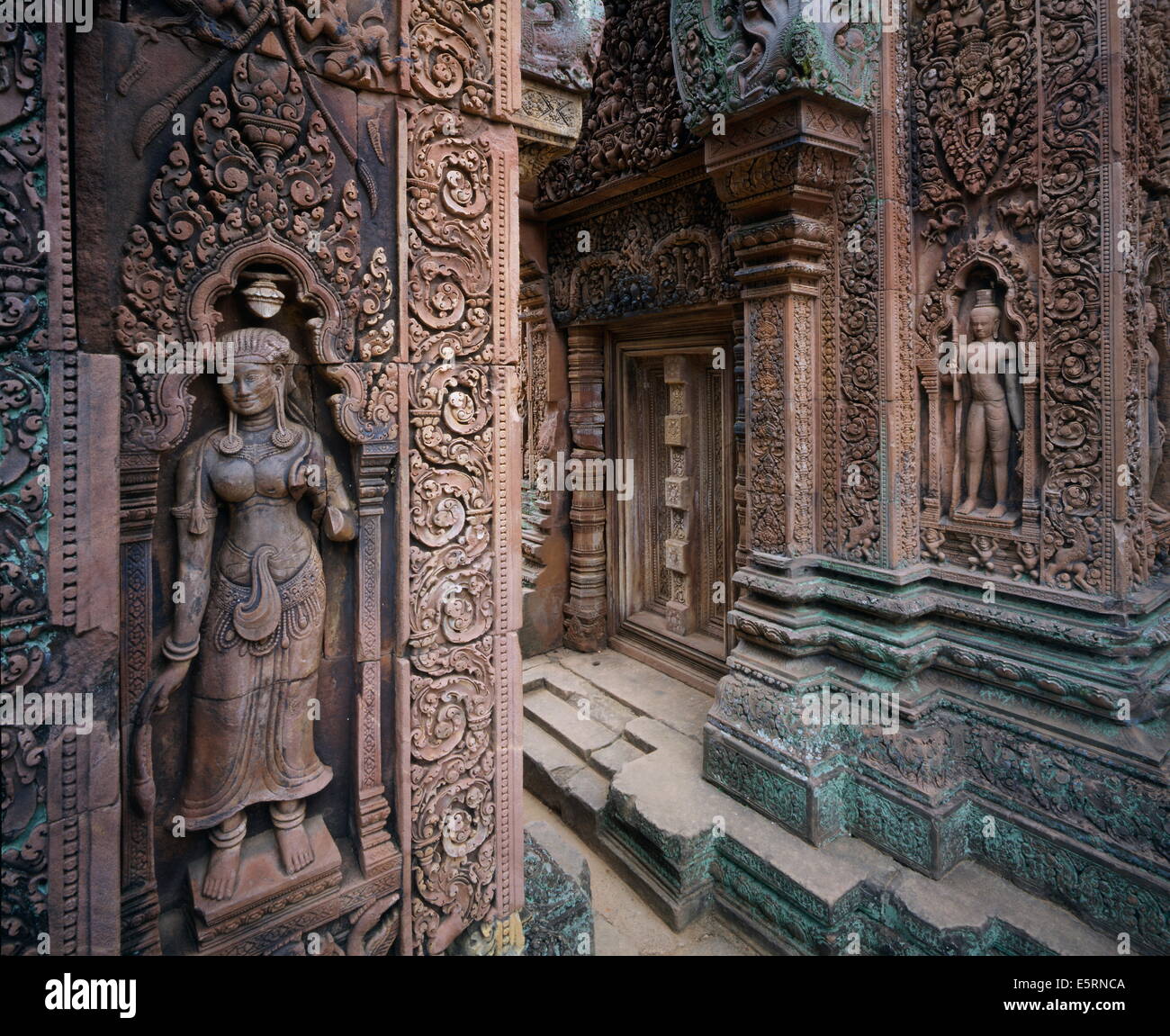 The figures of devata (female divinities) an guardian on the central ...