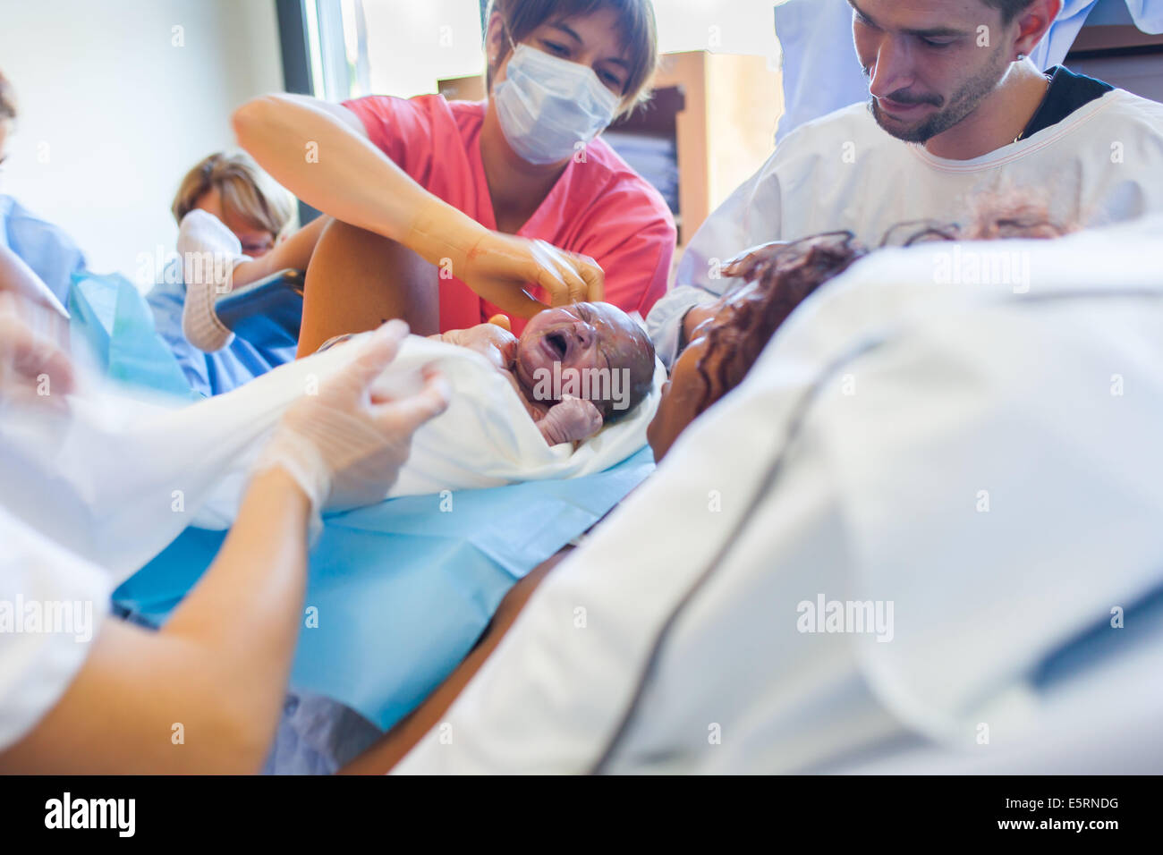 Delivery. Newborn baby. Obstetrics and gynaecology department, Limoges ...