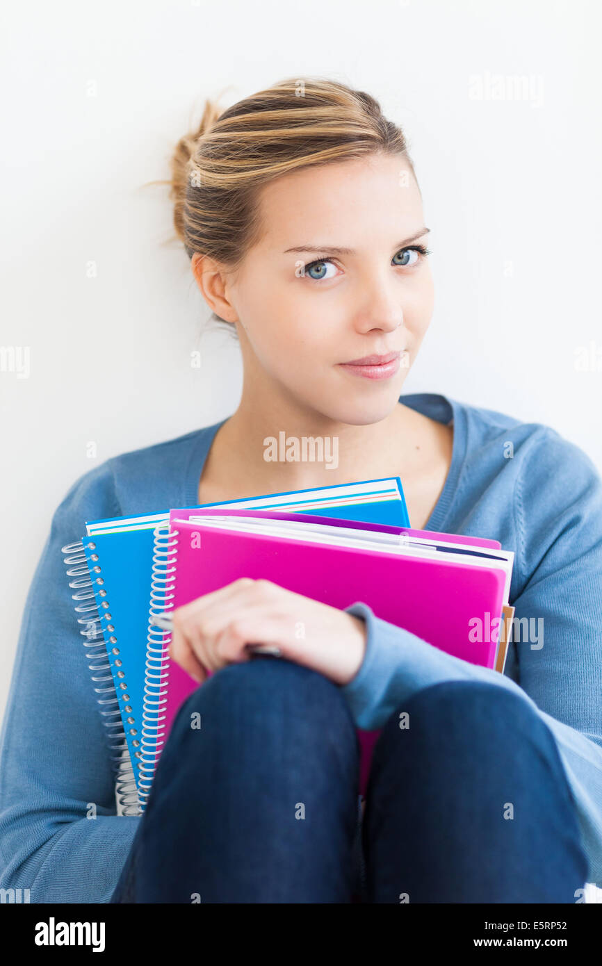 Young girl revising exams Stock Photo - Alamy