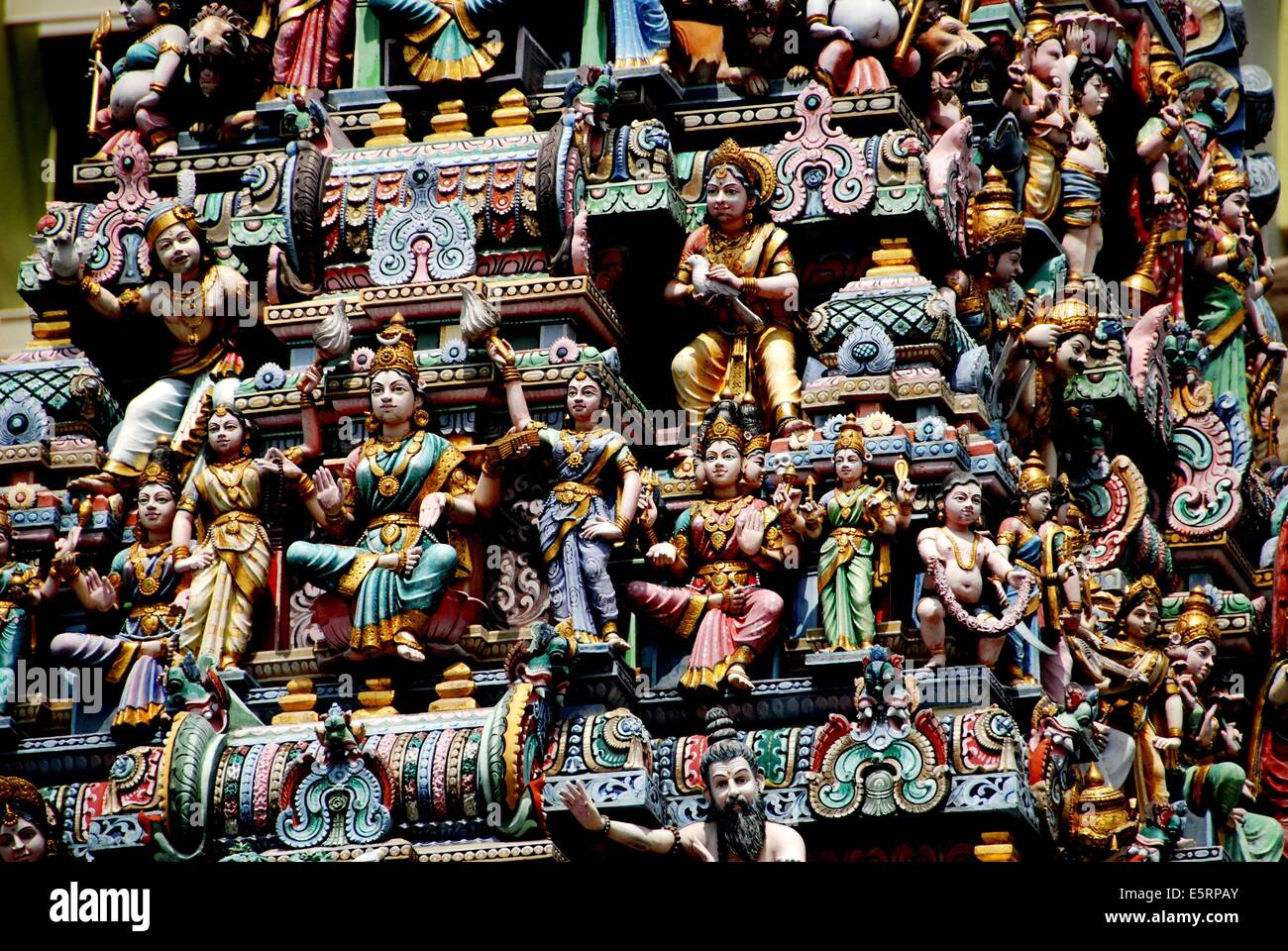 SINGAPORE: The gopuram Sikhara entrance gate tower with its hundreds of ...