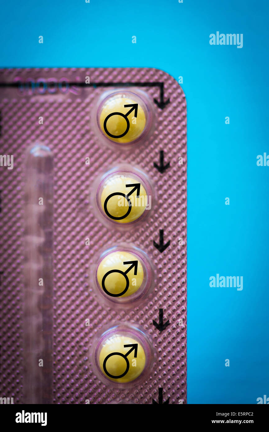 Illustration of contraceptive pill for man Stock Photo - Alamy