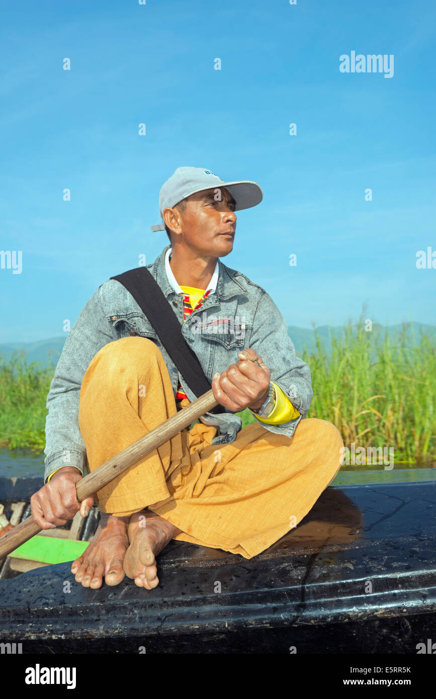 South East Asia, Myanmar, Shan state, Inle Lake, tourist boat Stock ...