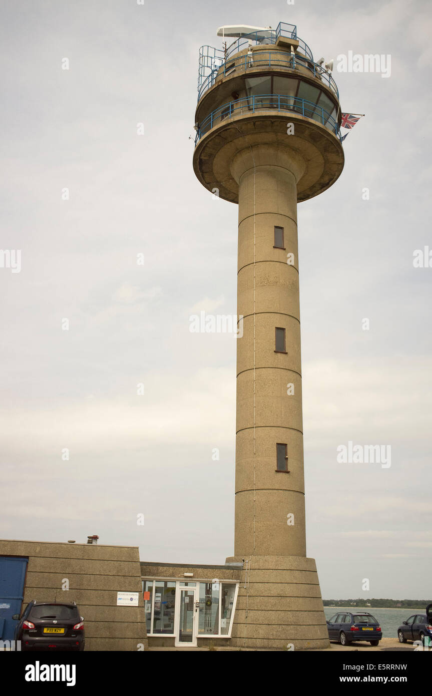 Southampton port tall concrete control tower Stock Photo - Alamy