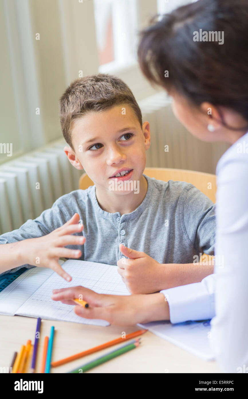 7 years old boy at school Stock Photo - Alamy