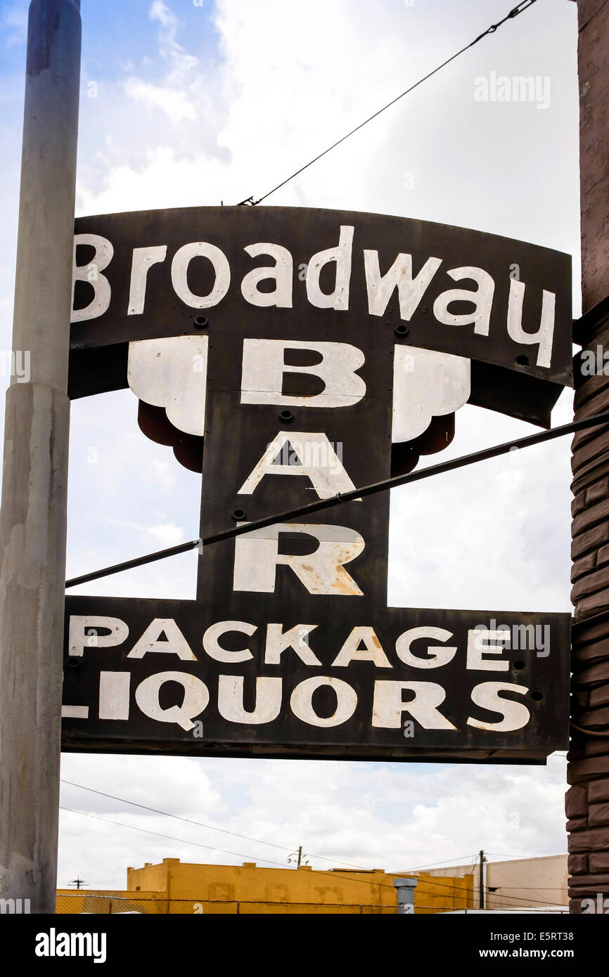 Broadway Bar Package Liquor overhead sign in Ybor City Florida Stock ...