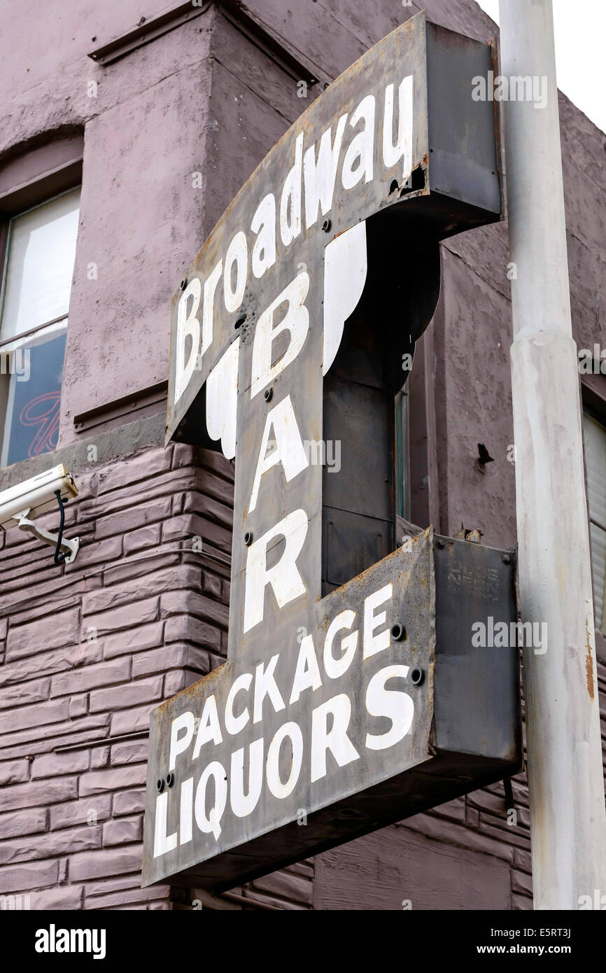 Broadway Bar Package Liquor overhead sign in Ybor City Florida Stock ...