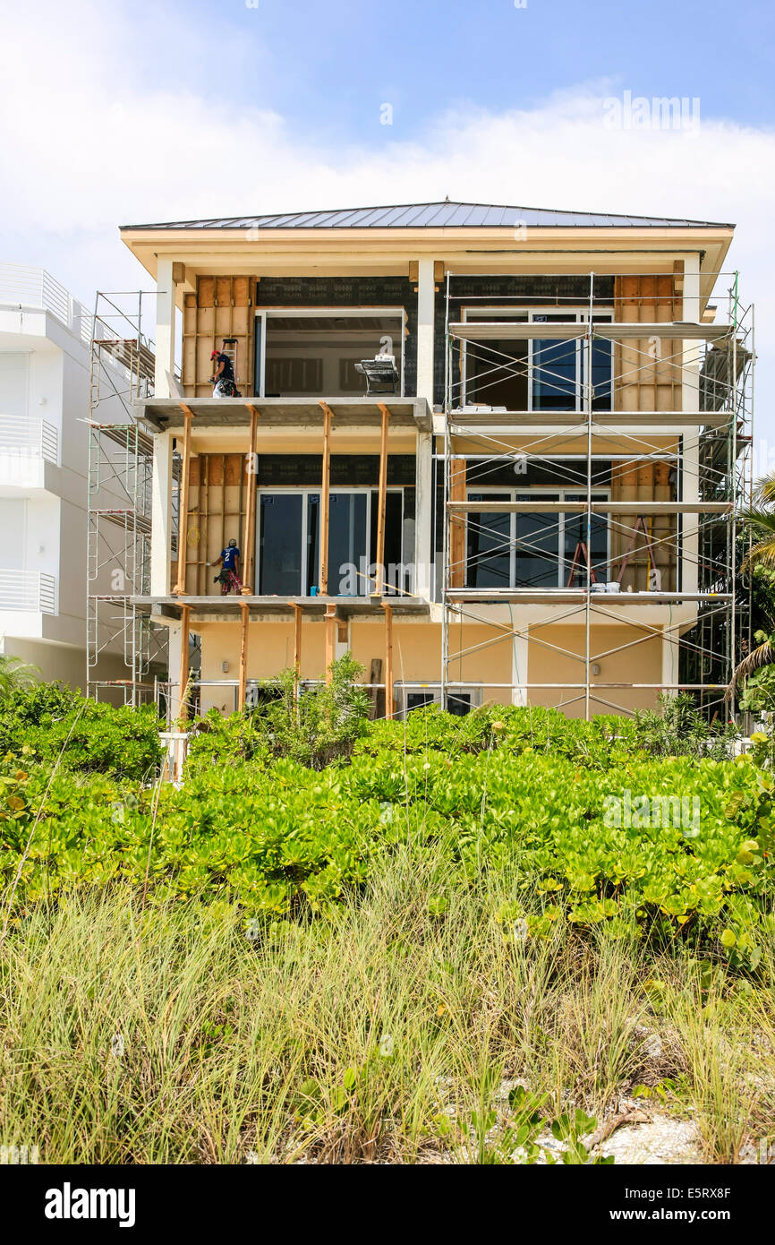 Beach front housing under construction on Bonita beach in Florida Stock ...