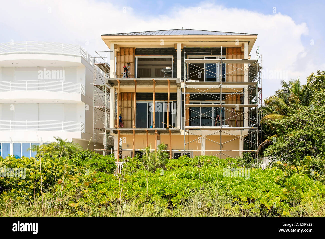 Beach front housing under construction on Bonita beach in Florida Stock ...