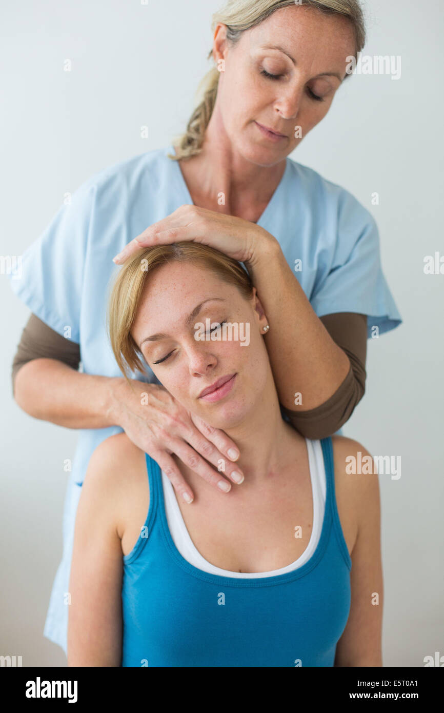 Structural osteopathy session, treatment of back pain by running tissue ...