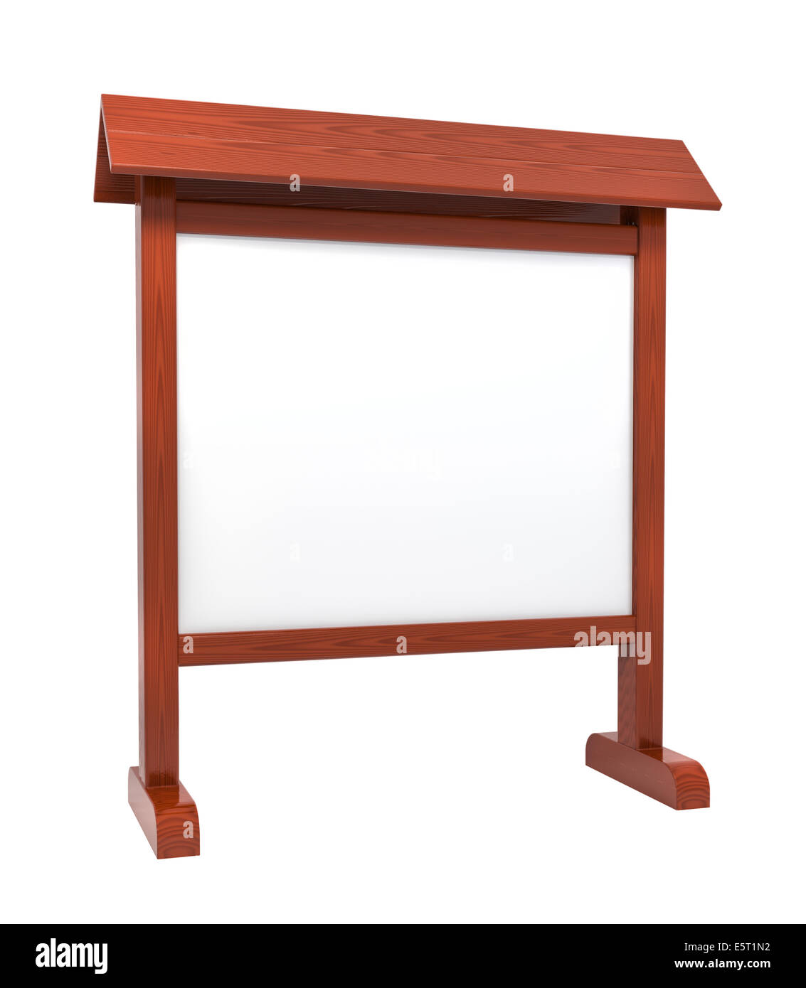 Illustration of blank wooden information stand on white background ...