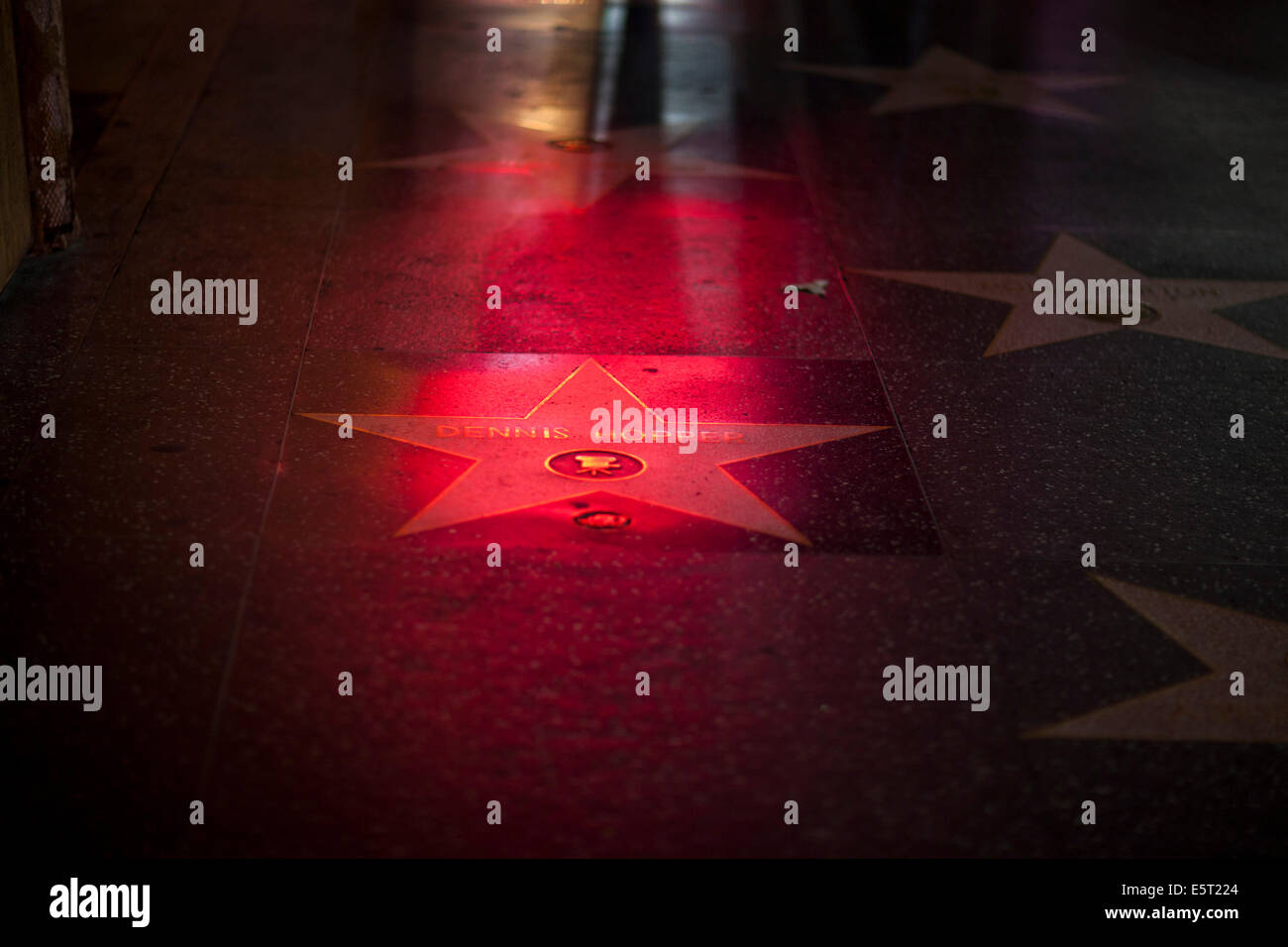 Stars in the sidewalk on the Walk of Fame, Hollywood Boulevard, Los ...