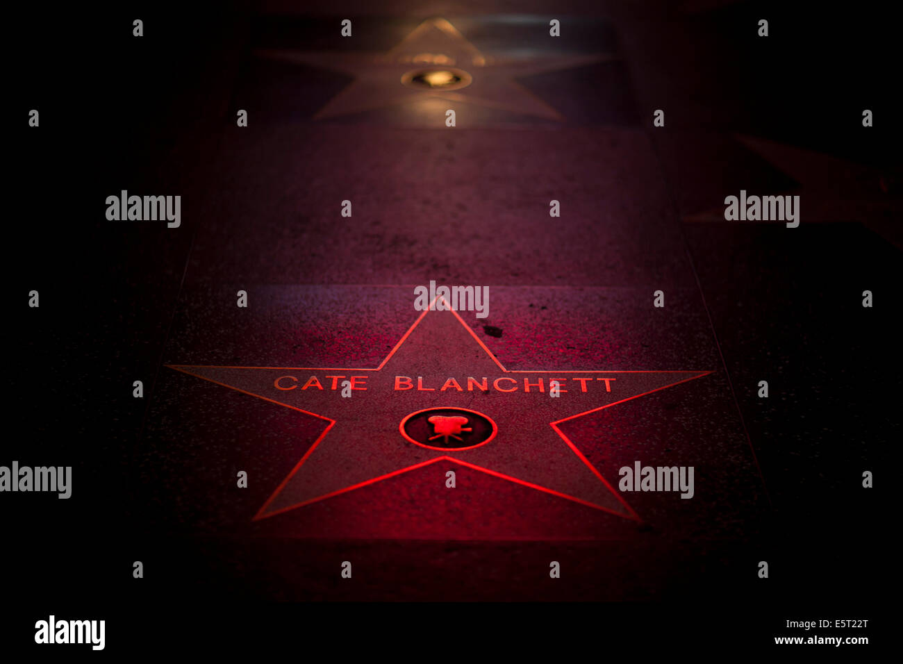Stars in the sidewalk on the Walk of Fame, Hollywood Boulevard, Los ...
