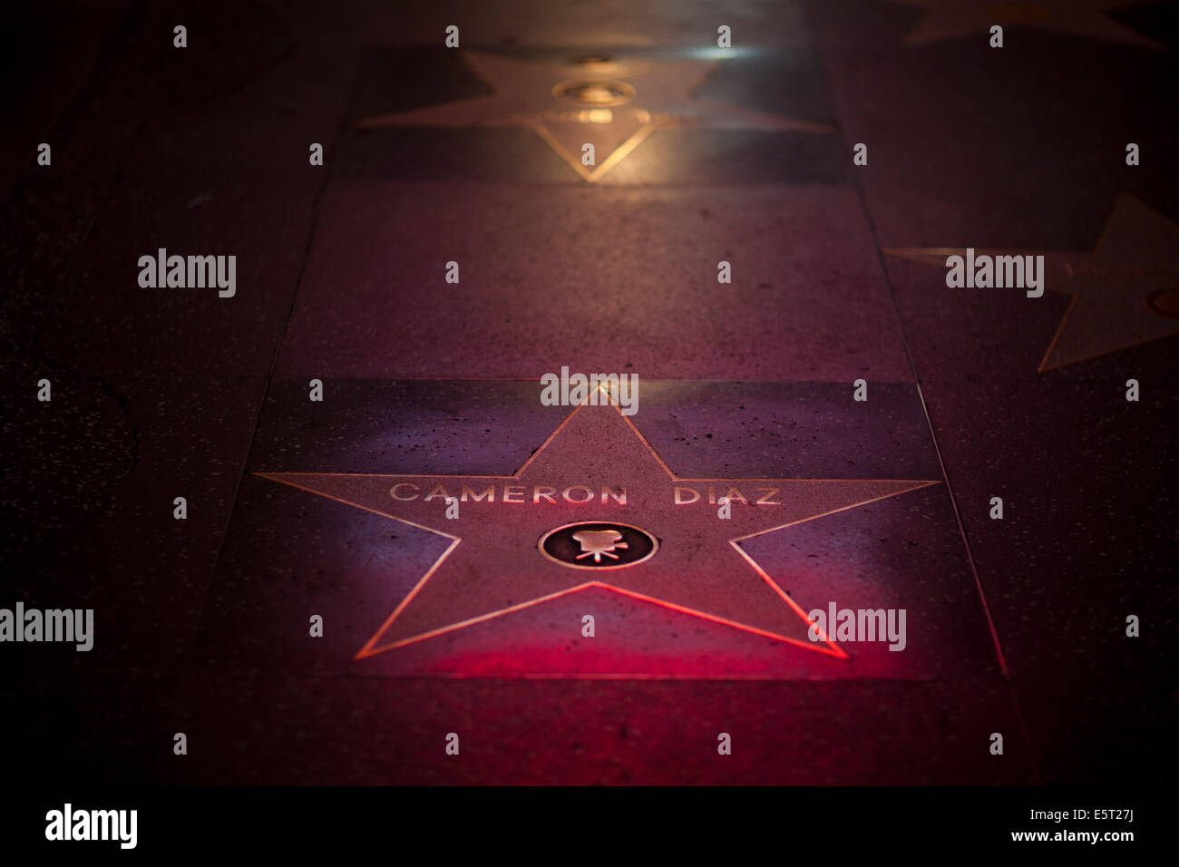 Stars in the sidewalk on the Walk of Fame, Hollywood Boulevard, Los ...