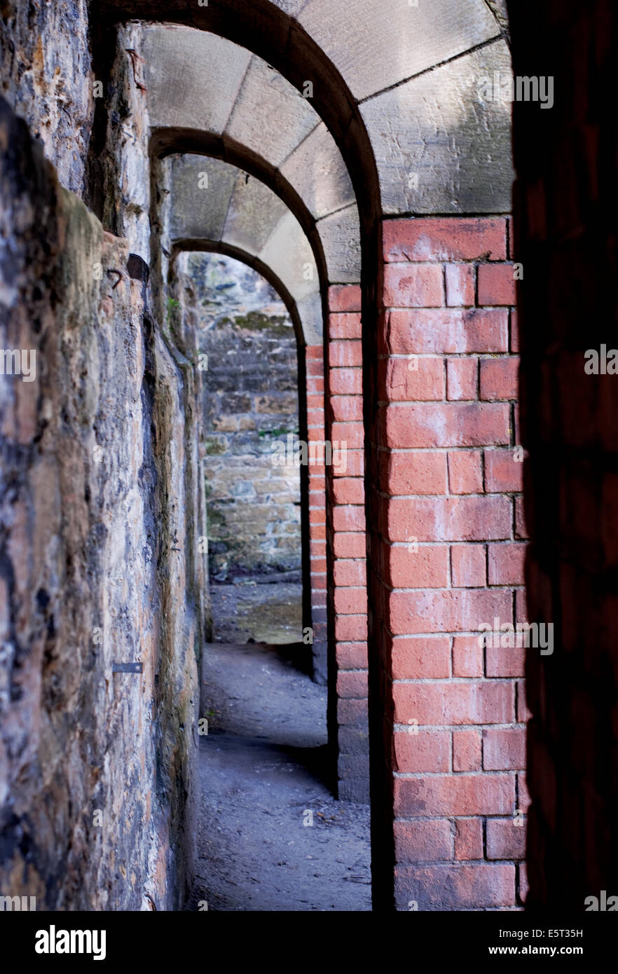 Archways formed alongside the wall of Nottingham Castle Stock Photo - Alamy