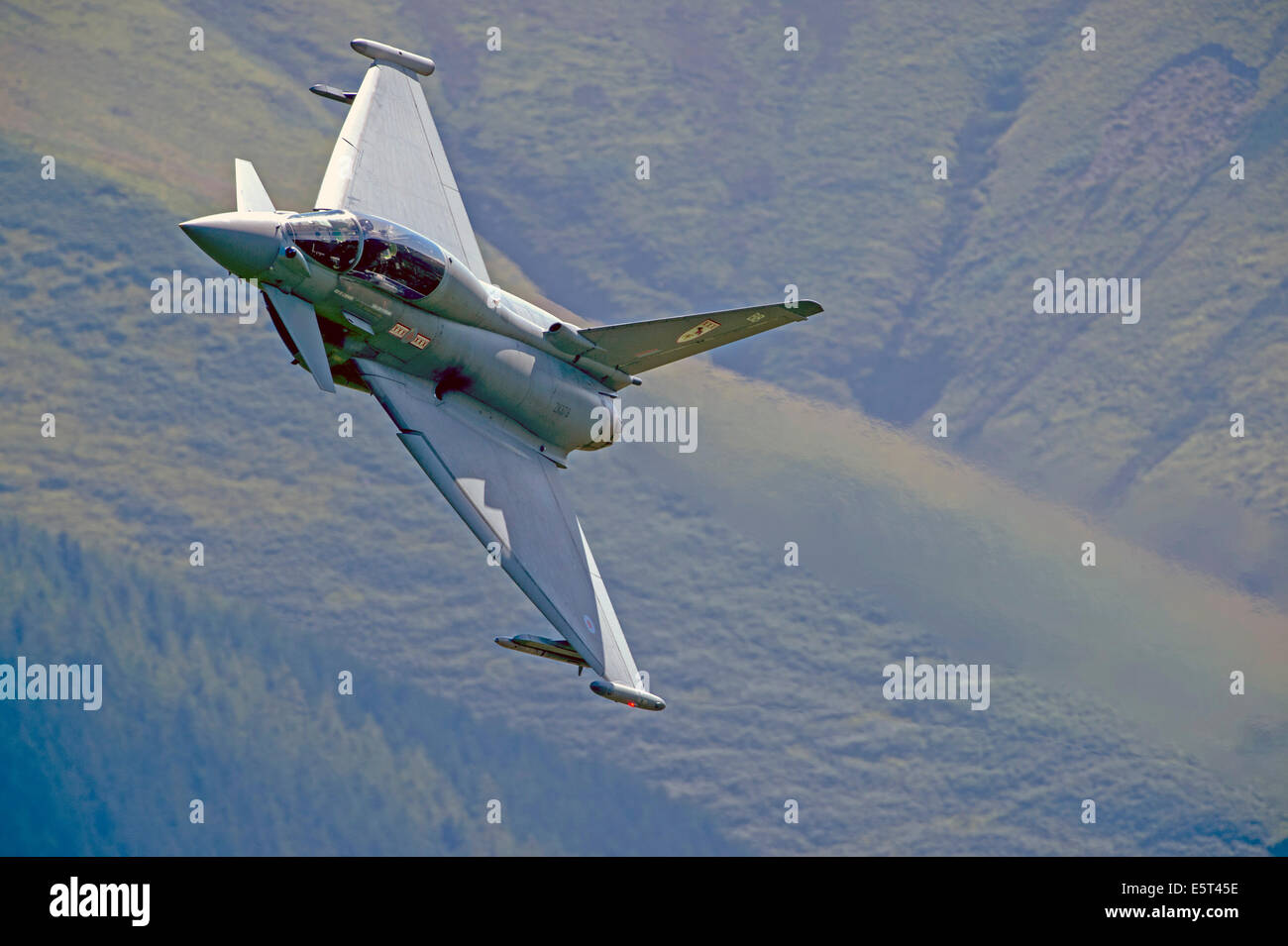 RAF Typhoon (Eurofighter) flying low level in Wales Stock Photo - Alamy