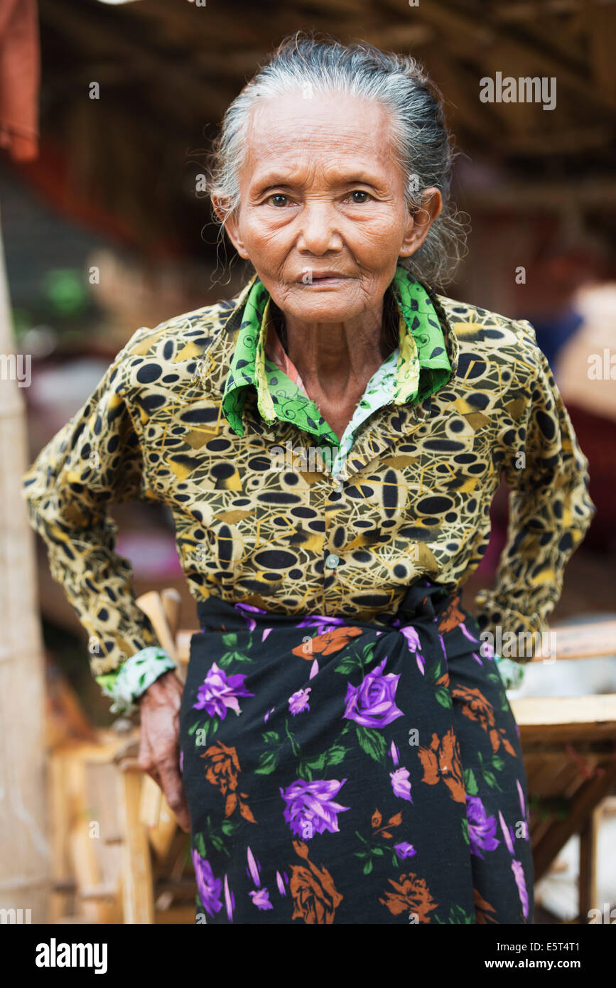 Southeast Asia, Myanmar (Burma), Mandalay, elderly woman Stock Photo ...