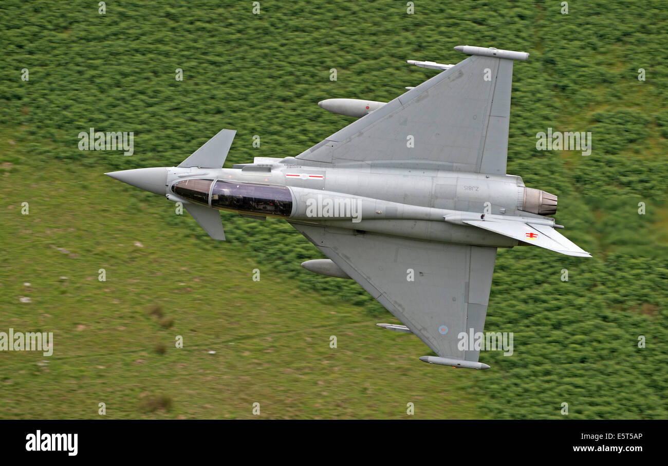RAF Typhoon (Eurofighter) flying low level in Wales Stock Photo - Alamy
