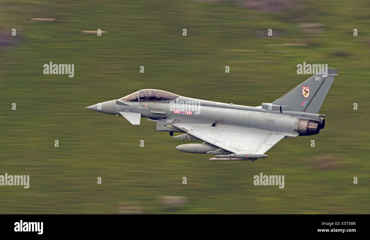 RAF Typhoon (Eurofighter) flying low level in Wales Stock Photo - Alamy