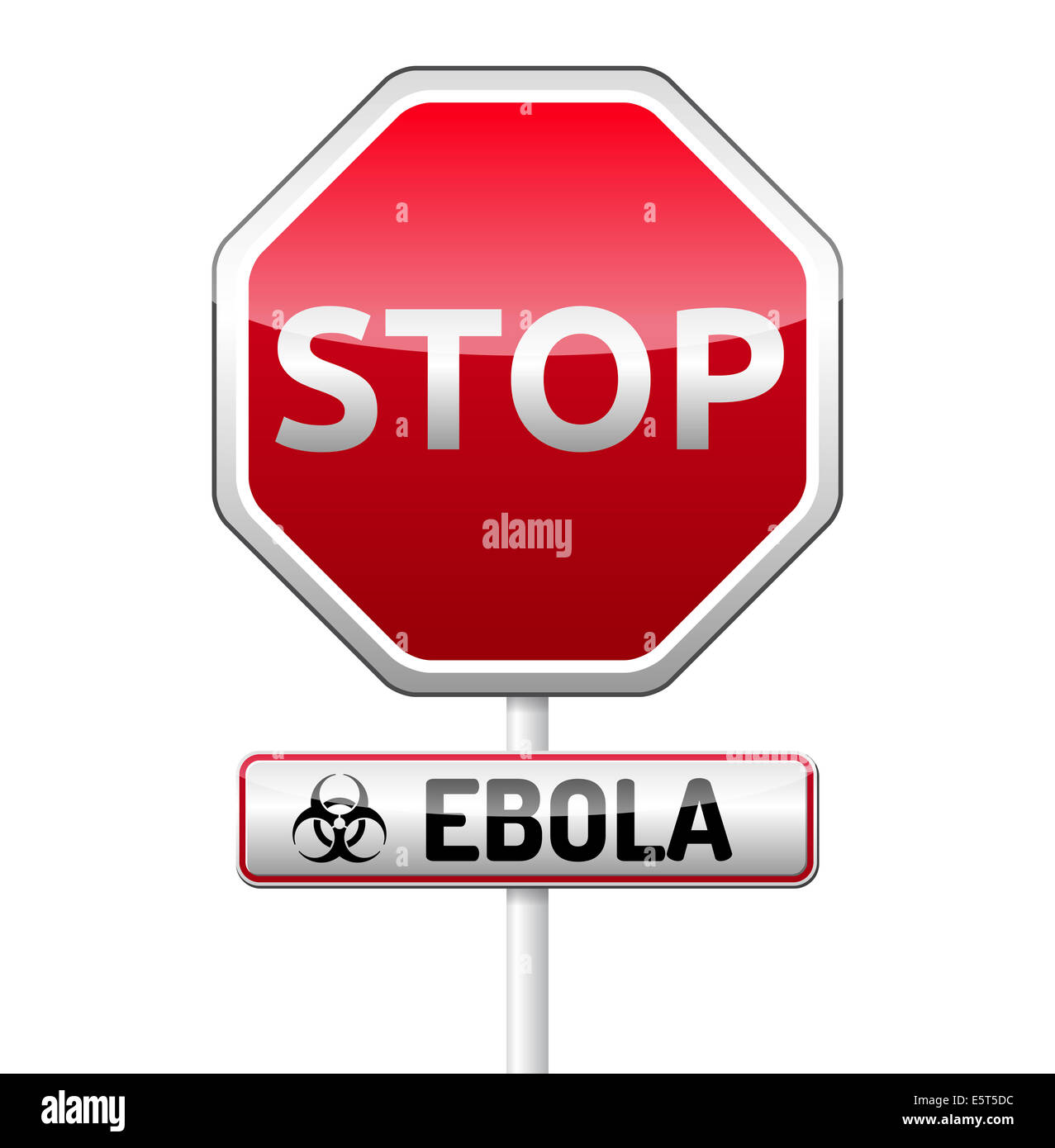 Ebola Biohazard virus danger sign with reflect and shadow on white ...