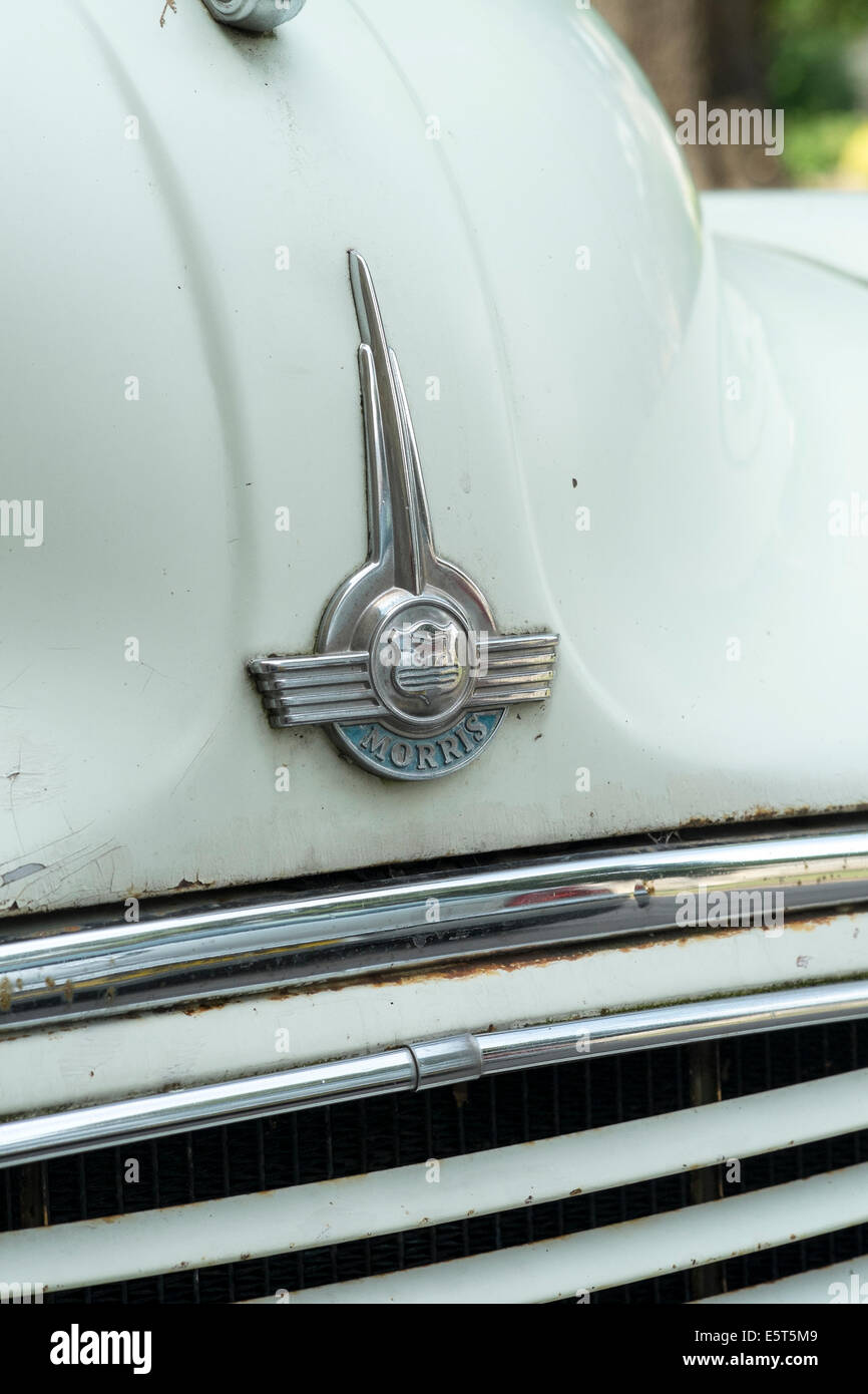 Classic Morris Minor 100 bonnet badge Stock Photo - Alamy