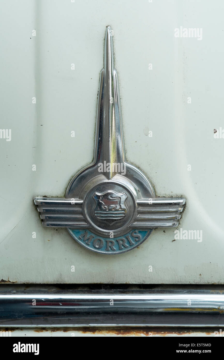 Classic Morris Minor 100 bonnet badge Stock Photo - Alamy