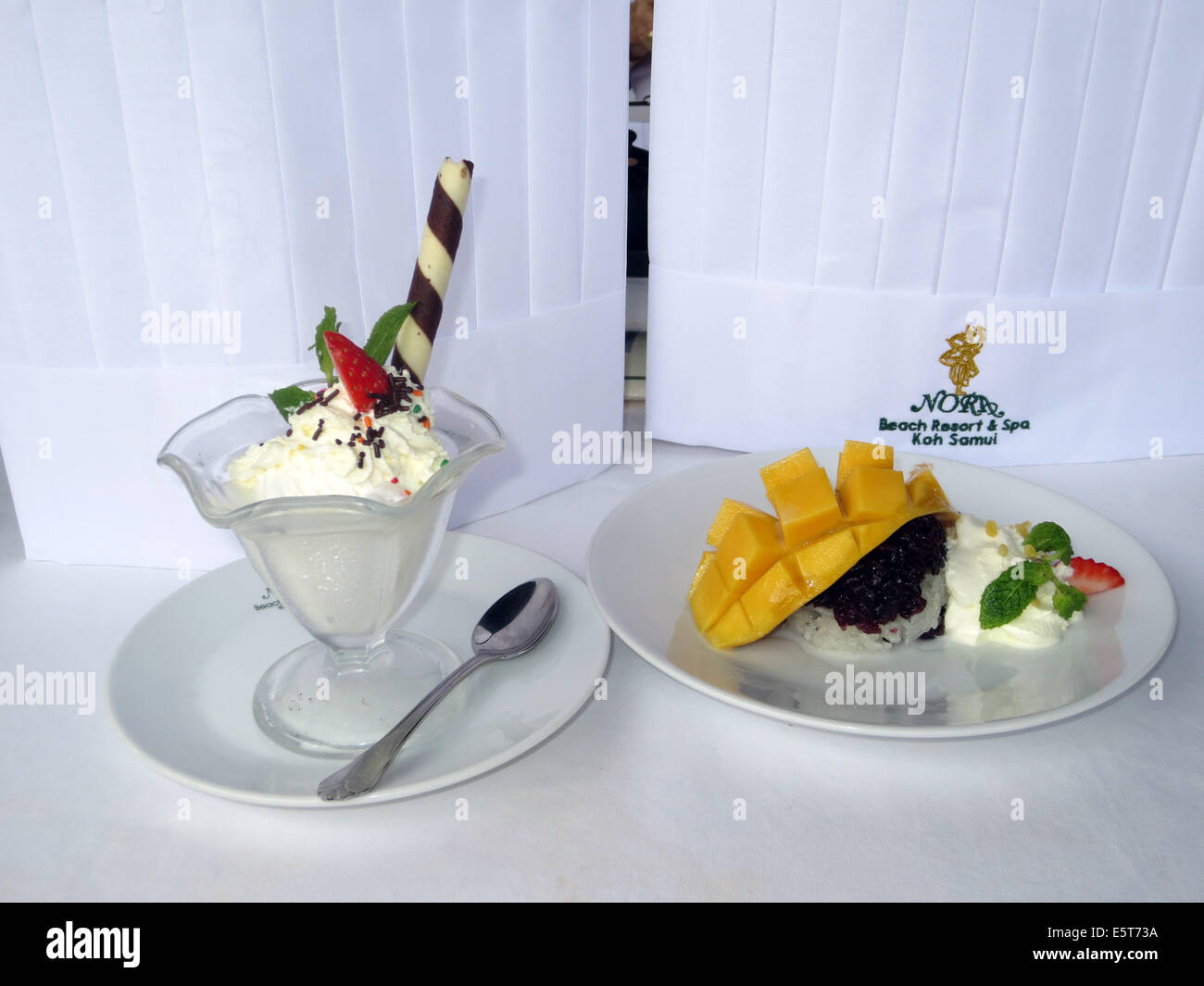 Desserts at Nora Beach Resort, Koh Samui, Thailand Stock Photo - Alamy