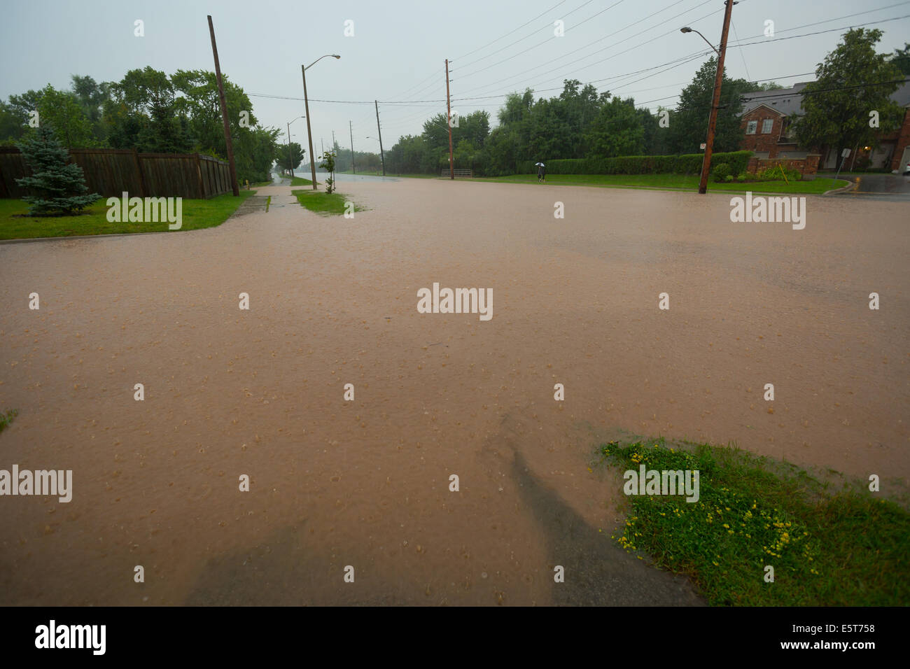 Thunderstorms create flash flooding in Oakville, Ontario turning roads ...