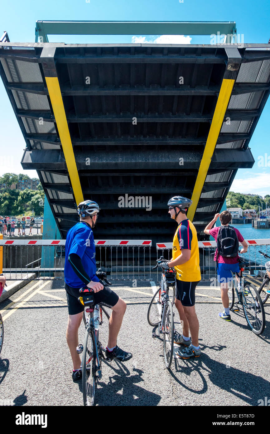 Bascule bridge raised over one of the 3 locks connecting Cardiff Bay to ...
